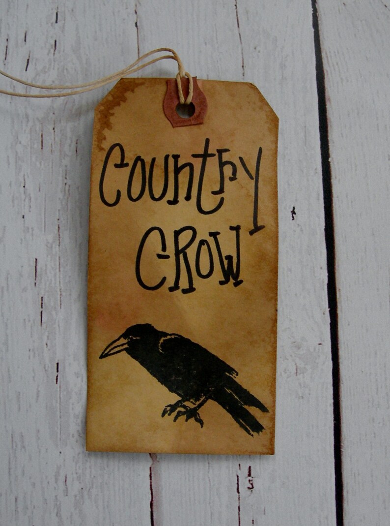 Primitive Hang Tag Country Crow Rustic Gift Tag Craft supply | Etsy
