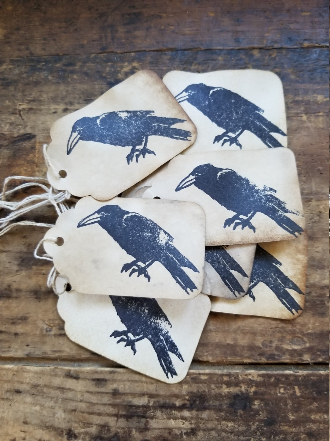 Rustic Black Crow Hang Tag Farmhouse Gift Tag Set of 25 Pre Strung ...