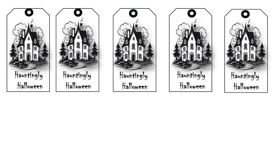 Haunted House Halloween Gift Tags, Spooky Treat Bag Favors (digital ...