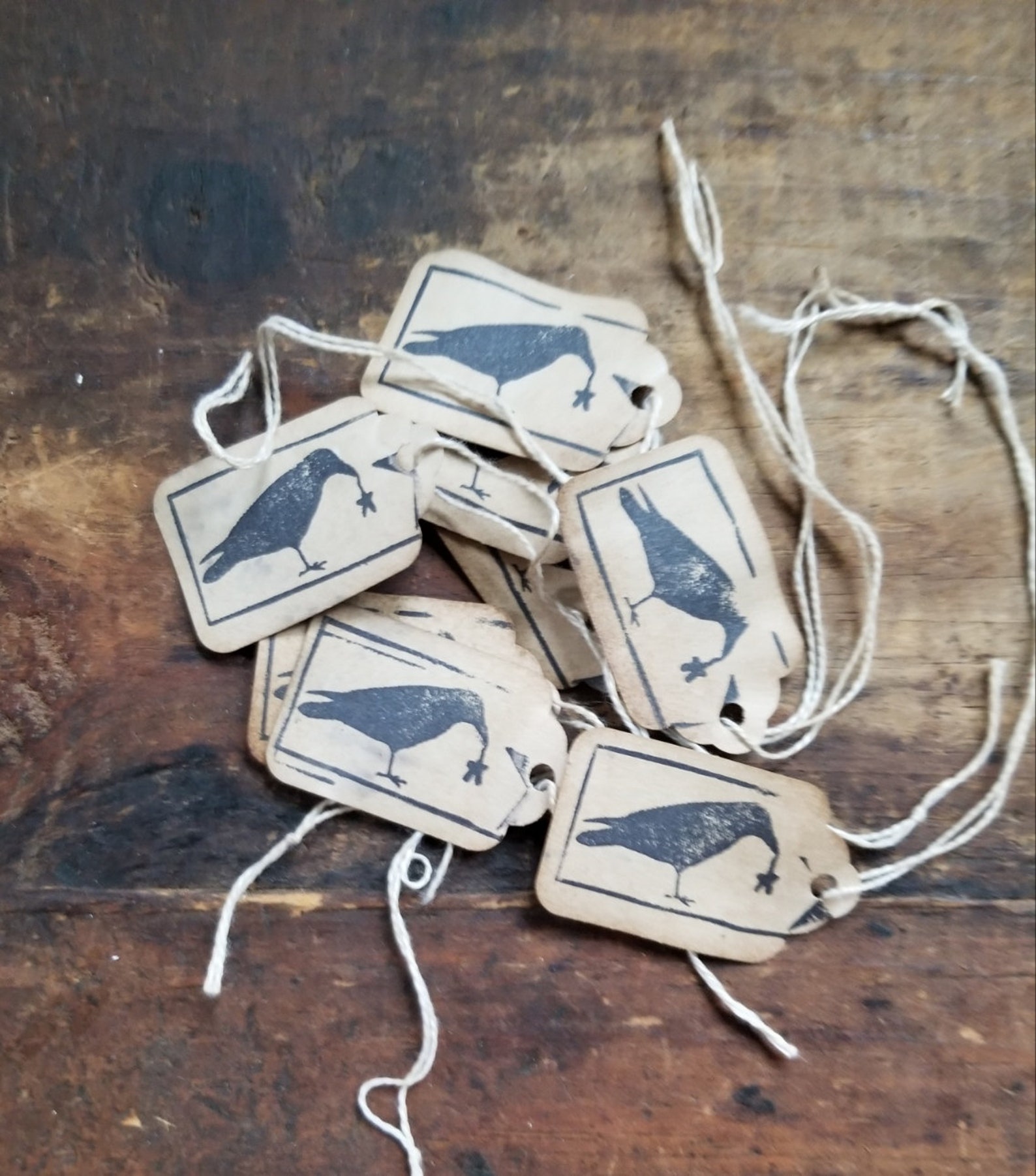 Primitive Hang Tag Crow With Star Rustic Gift Tag Set of 25 - Etsy