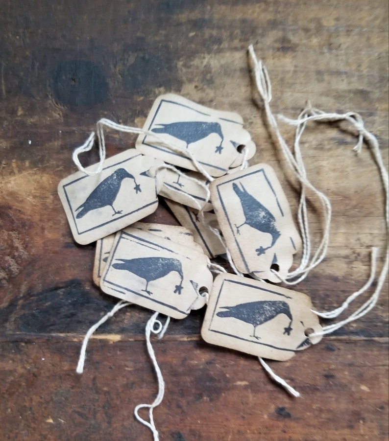 Primitive Hang Tag Crow With Star Rustic Gift Tag Set of 25 - Etsy