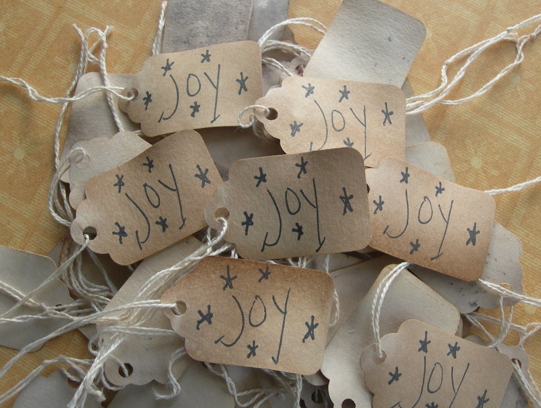 Rustic JOY Hang Tags With Stars, Christmas Gift Tags (set of 25) - Etsy