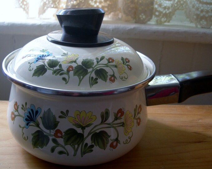 Vintage Kitchen Kobe Cookware Quart Saucepan W/lid Porcelain Enamel ...