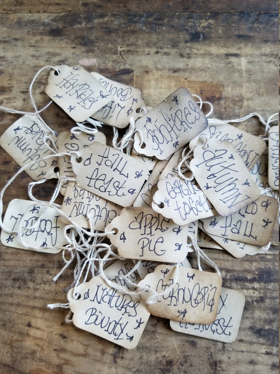 Primitive Hang Tag Autumn Blessings Rustic Harvest Mix of Sayings Set ...