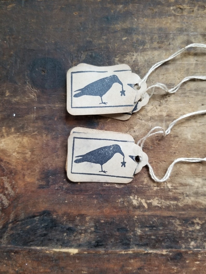 Primitive Hang Tag Crow With Star Rustic Gift Tag Set of 25 - Etsy