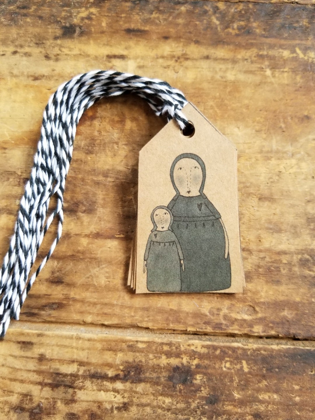 Kraft Primitive Hang Tags Mother and Child Drab Gift Tags Craft Supply ...
