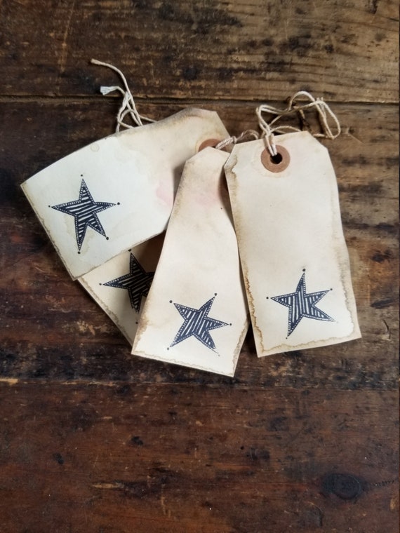 Primitive Hang Tag Barn Star Folk art Gift tag Rustic Craft | Etsy