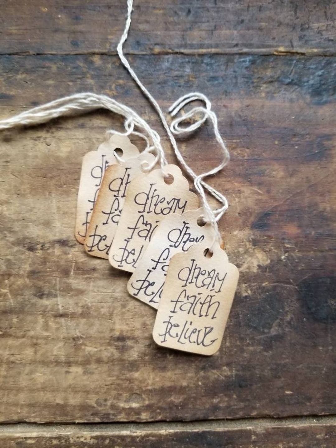 Primitive Dream Faith Believe Hang Tags, Aged Rustic Decor (set of 25 ...