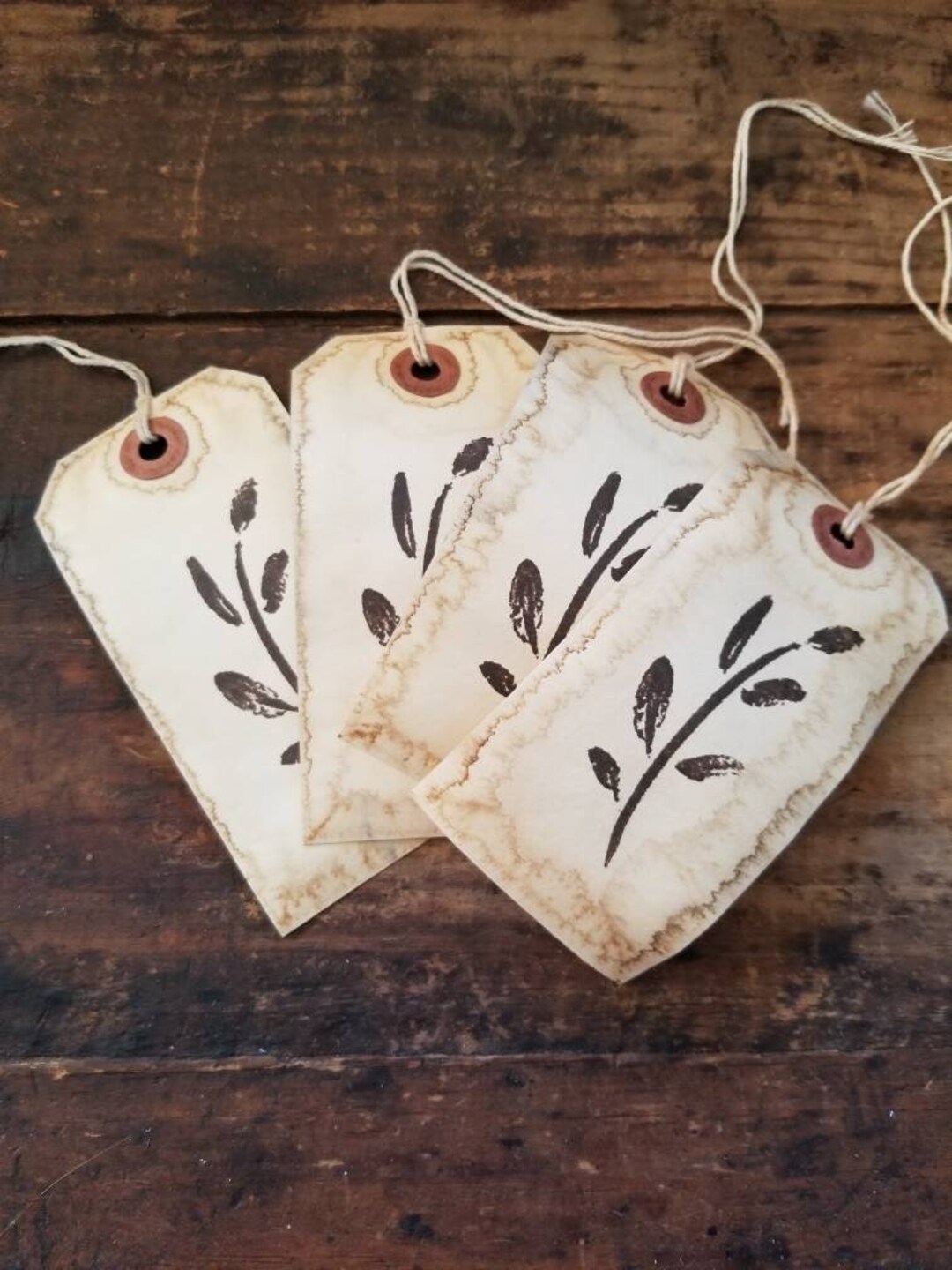 Rustic Hang Tags Botany Natural Life Stem and Leaf Gift Tag Craft ...
