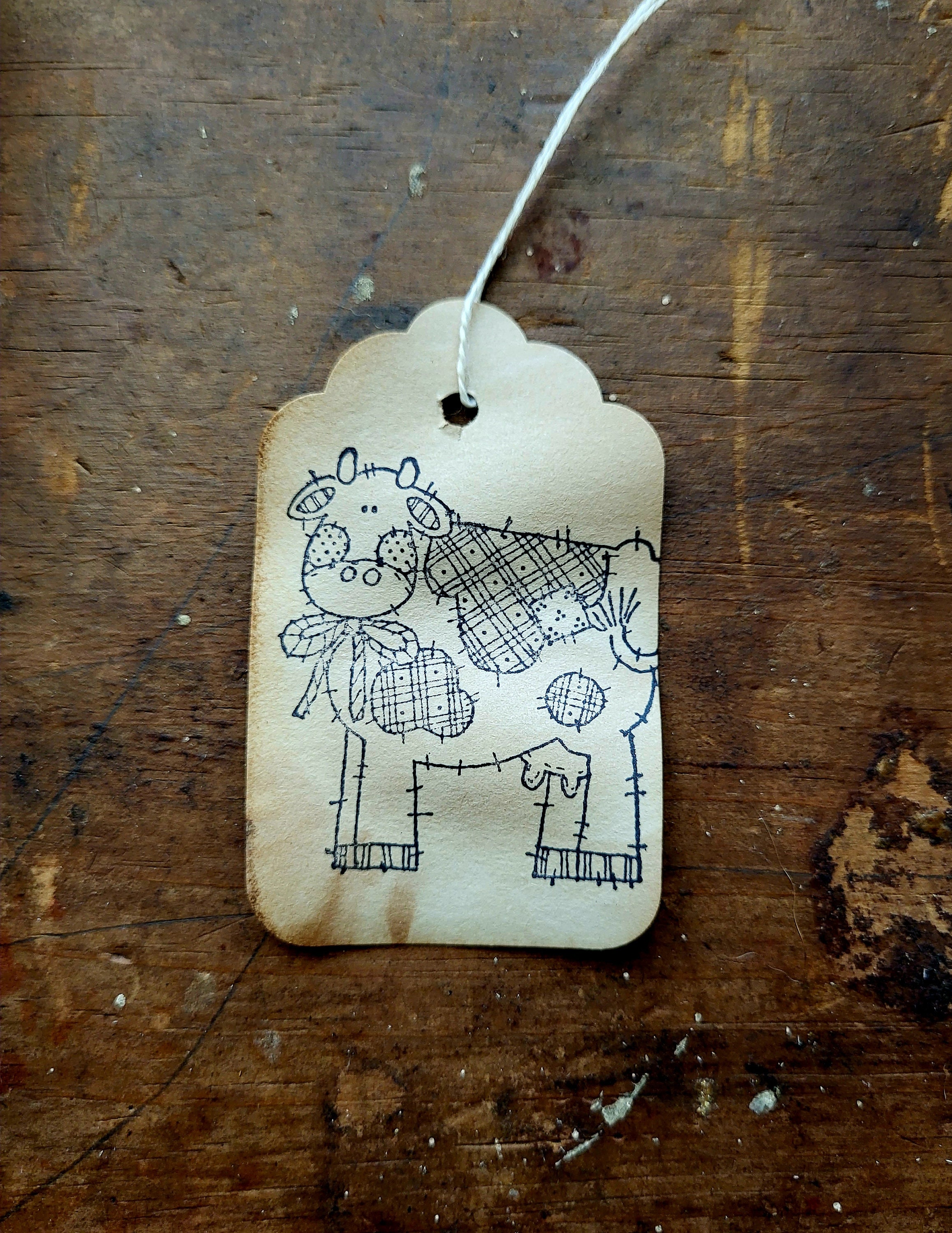 Patchwork Cow Rustic Gift Tag Farmhouse Animal Hang Tag Craft - Etsy