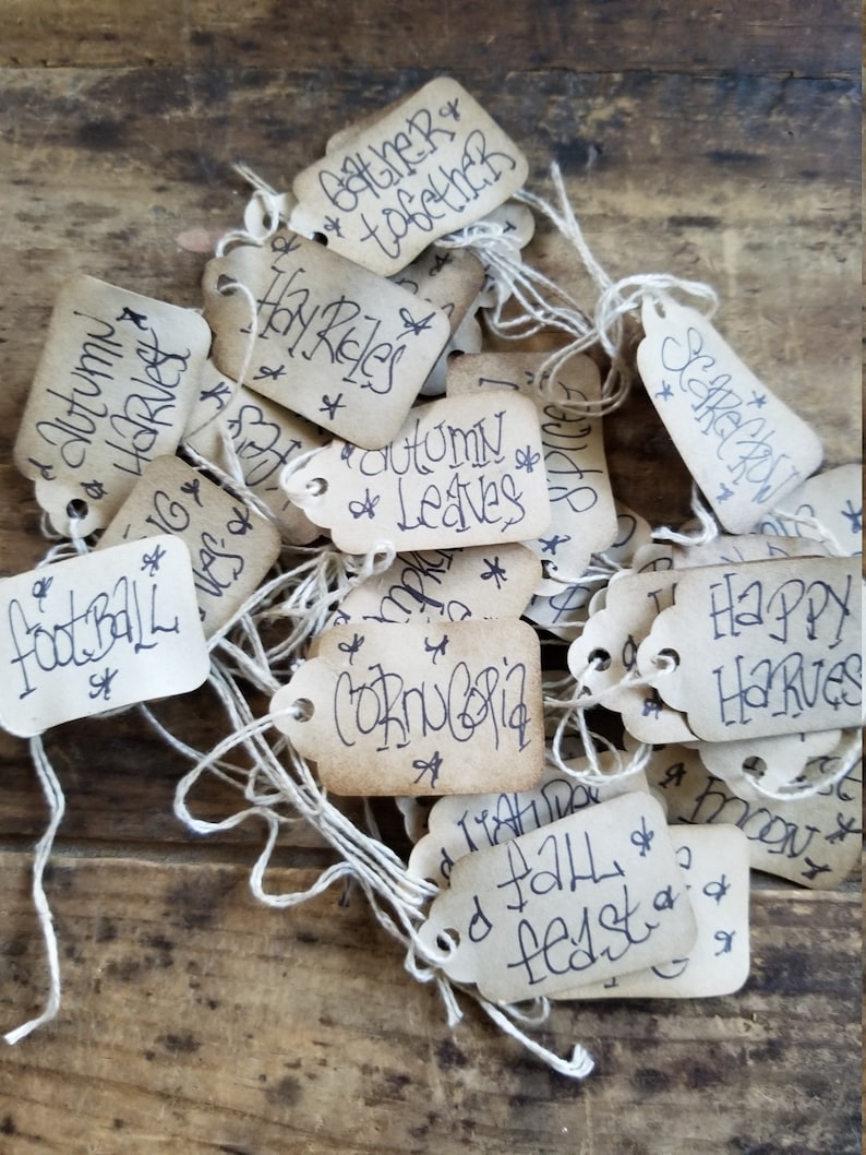 Primitive Harvest Hang Tags, Rustic Fall Decor (set of 25) - Etsy