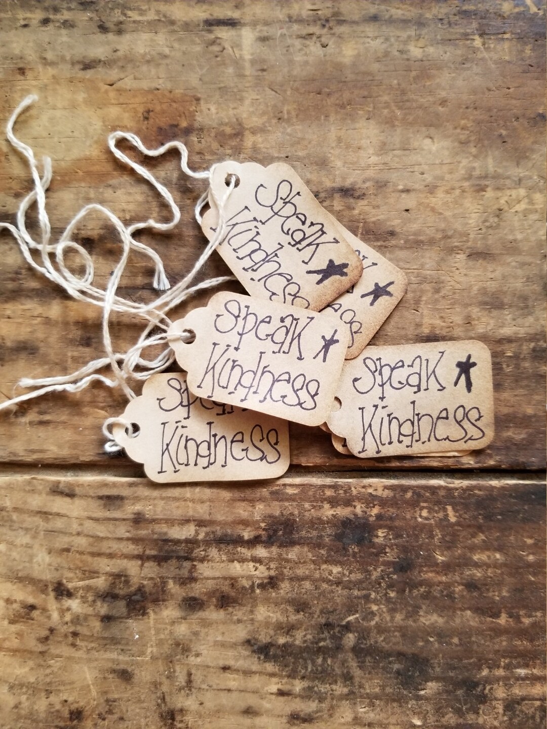 Handmade Primitive Hang Tags, Speak Kindness, Grungy Aged Set - Etsy