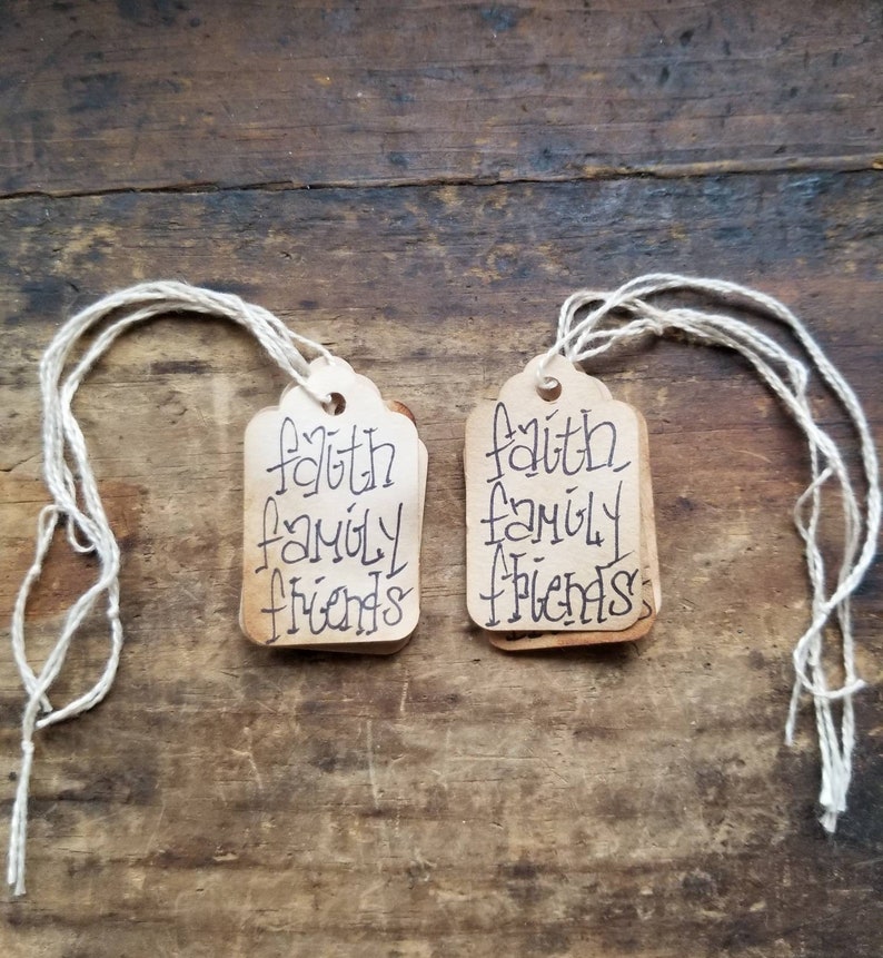 Rustic Gift Tags: Faith Family Friends, Handmade Paper, Set of 25 - Etsy