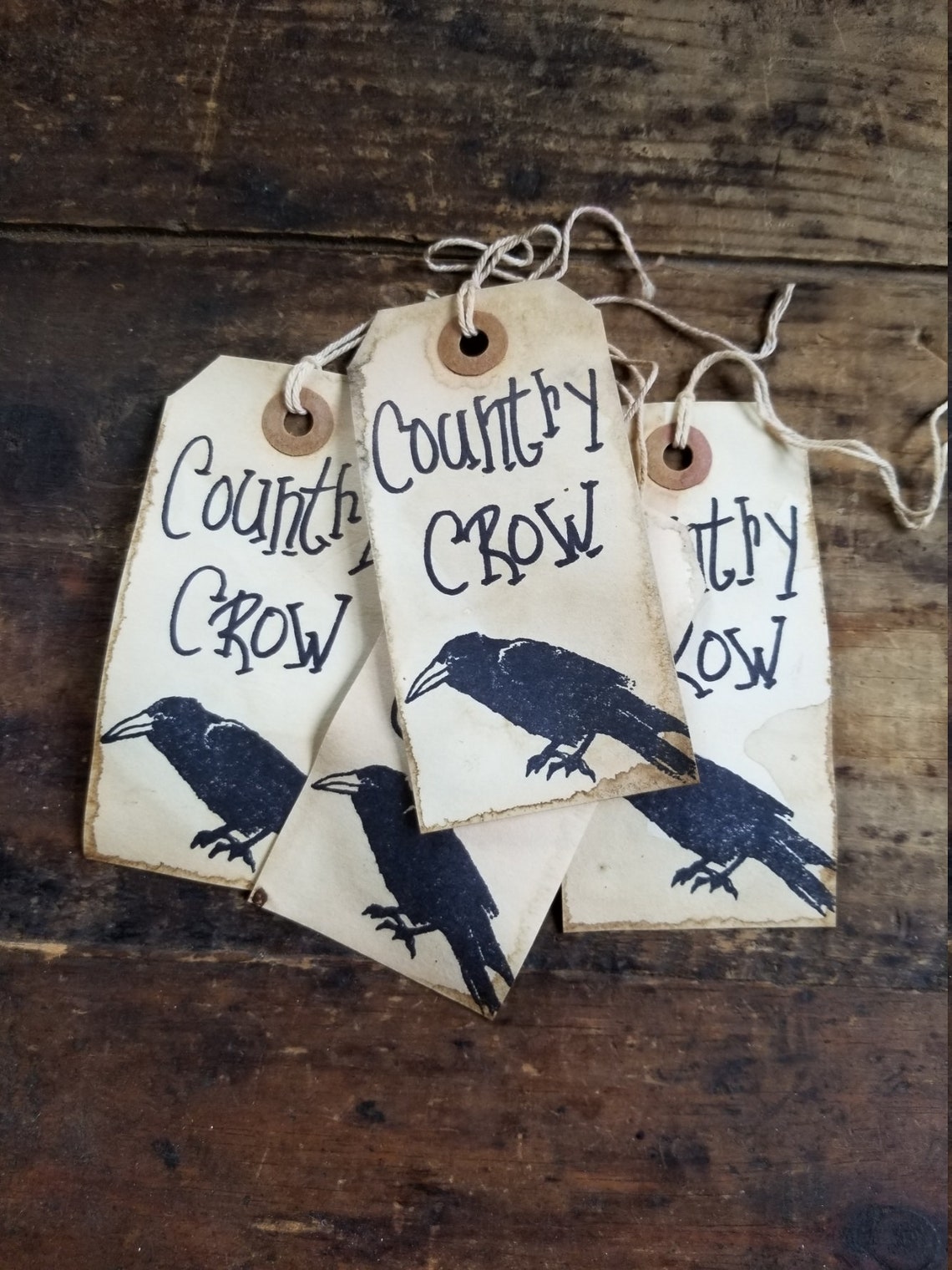 Primitive Hang Tag Country Crow Rustic Black Raven Gift Tag - Etsy