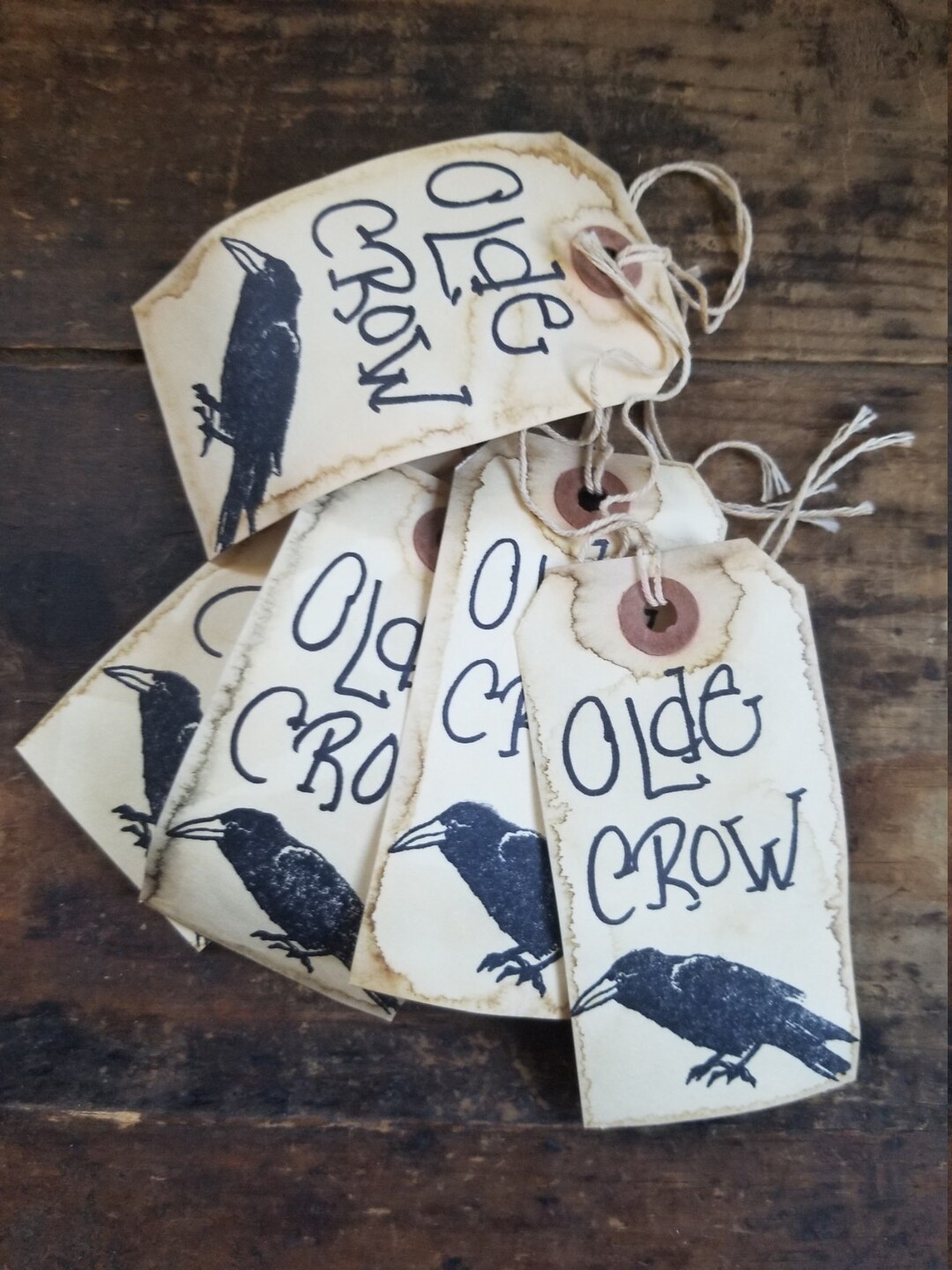Primitive Hang Tags Set Olde Crow Grungy Aged Gift Tags for Crafts ...