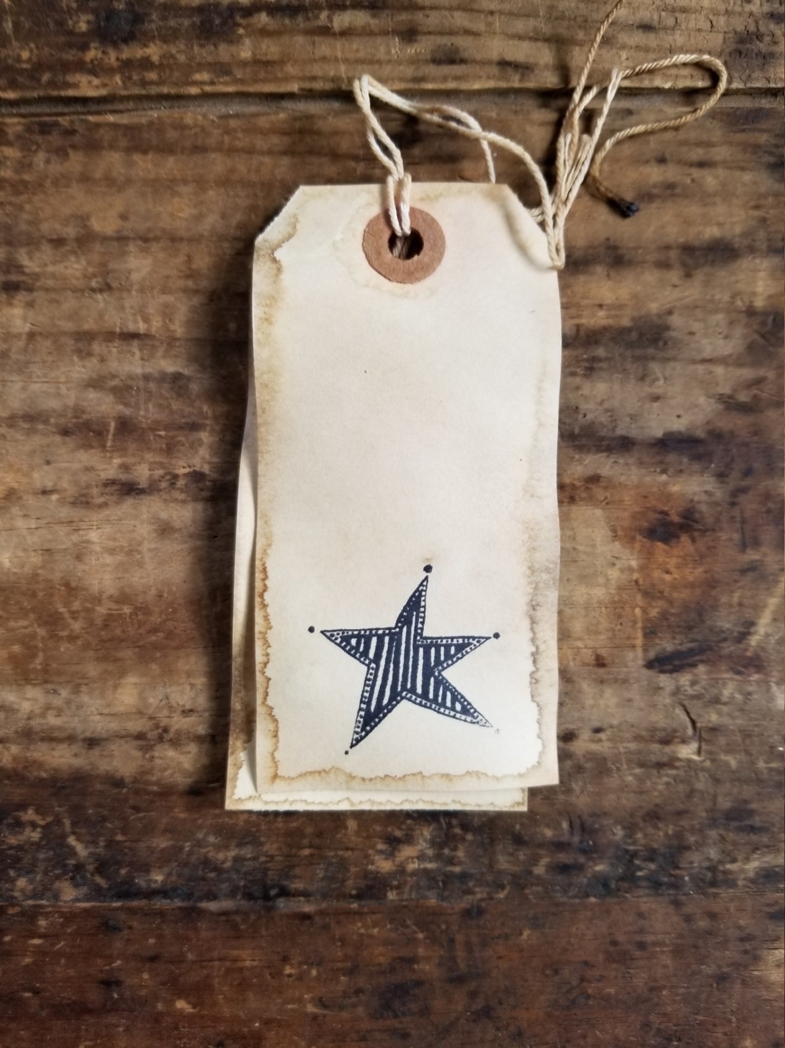 Primitive Hang Tag Barn Star Folk Art Gift Tag Rustic Craft Supply Set ...