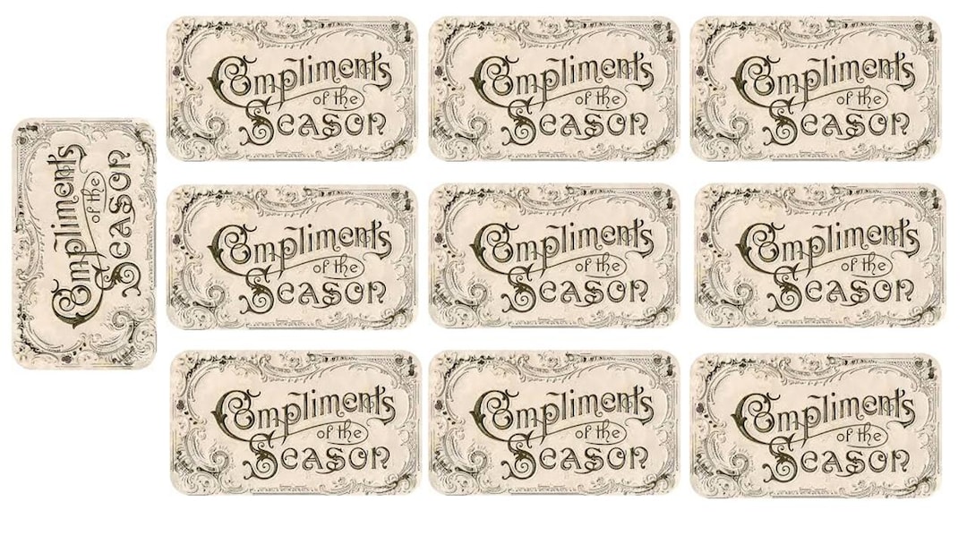 Vintage Christmas Gift Tags, Compliments of the Season (digital ...