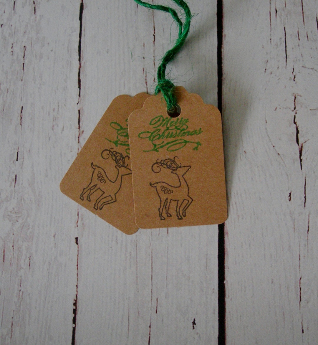 Woodland Christmas Reindeer Gift Tag Set – “merry Christmas” Kraft Hang ...