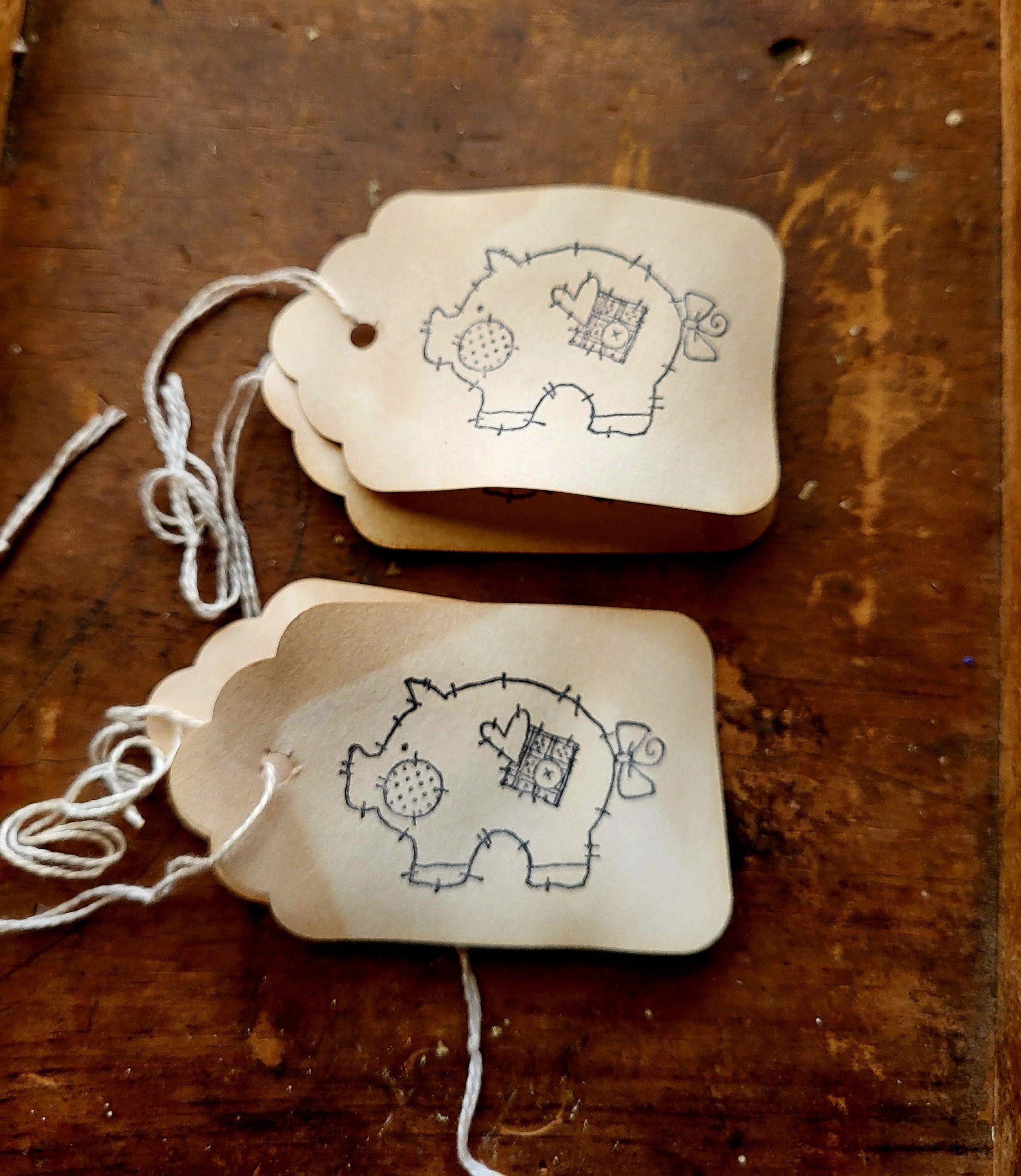 Patchwork Pig Rustic Gift Tag Farmhouse Animal Hang Tag Craft - Etsy