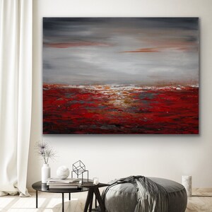 New Large Original Red Gray Abstract Painting Contemporary Modern Wall ...