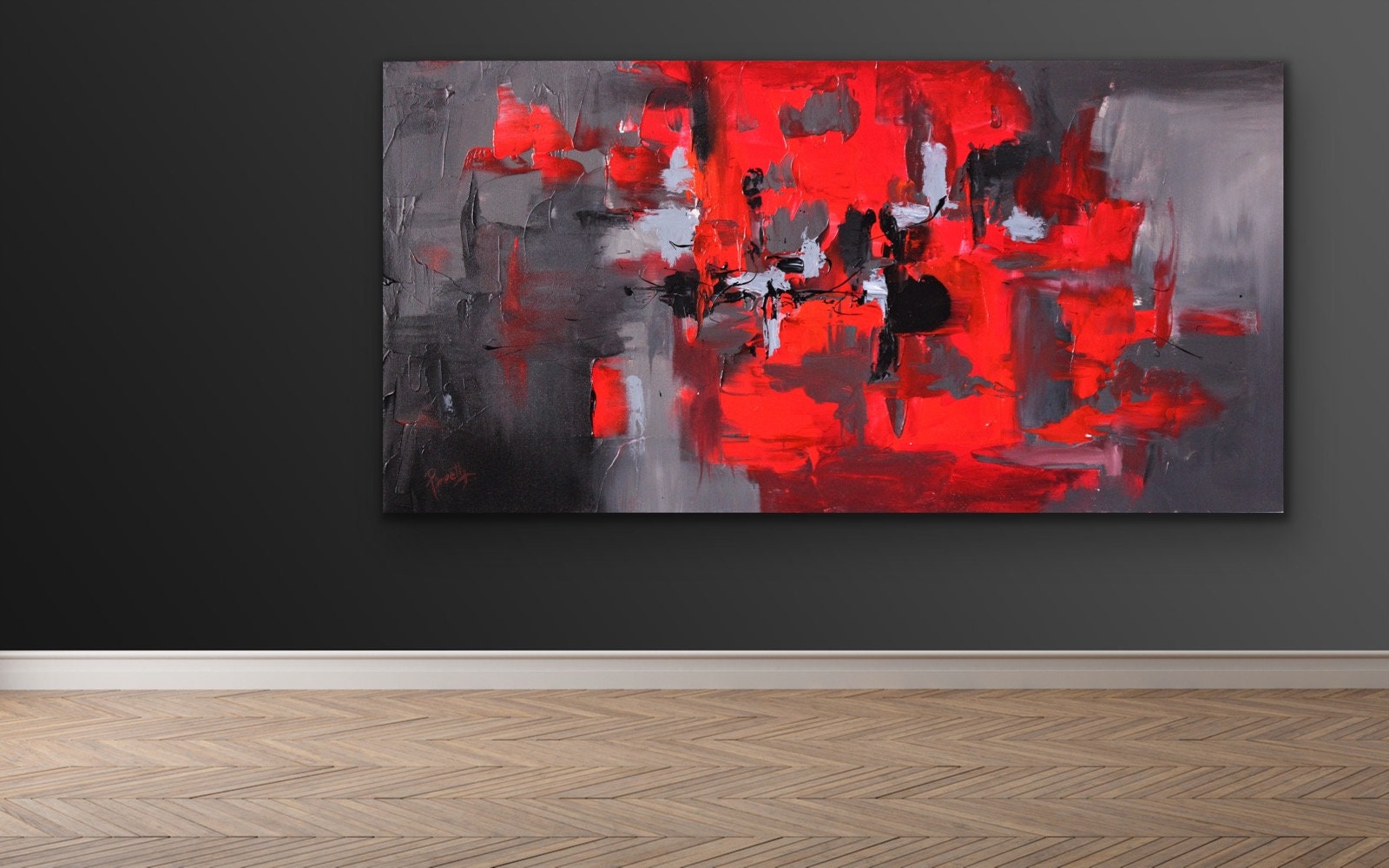 Original 120 Oversized Custom Large Red Abstract Modern - Etsy