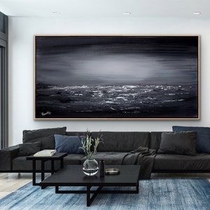 ORIGINAL Custom Black Coastal Modern Art Contemporary Art | Etsy