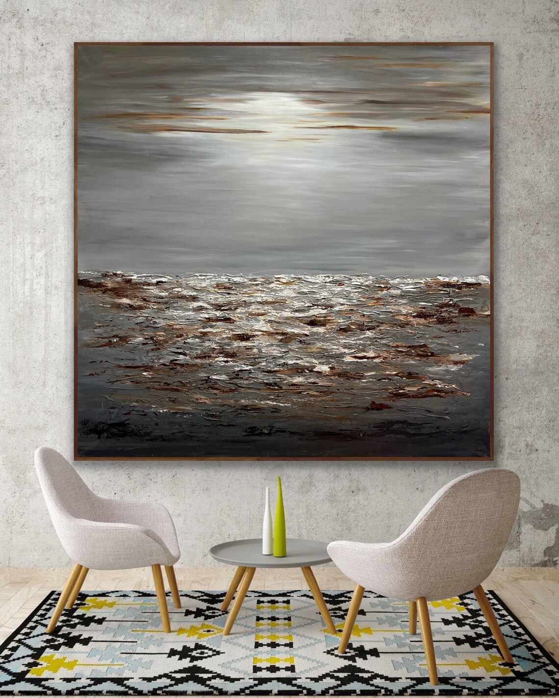 ORIGINAL Brown and Gray Abstract Painting White Brown Modern - Etsy