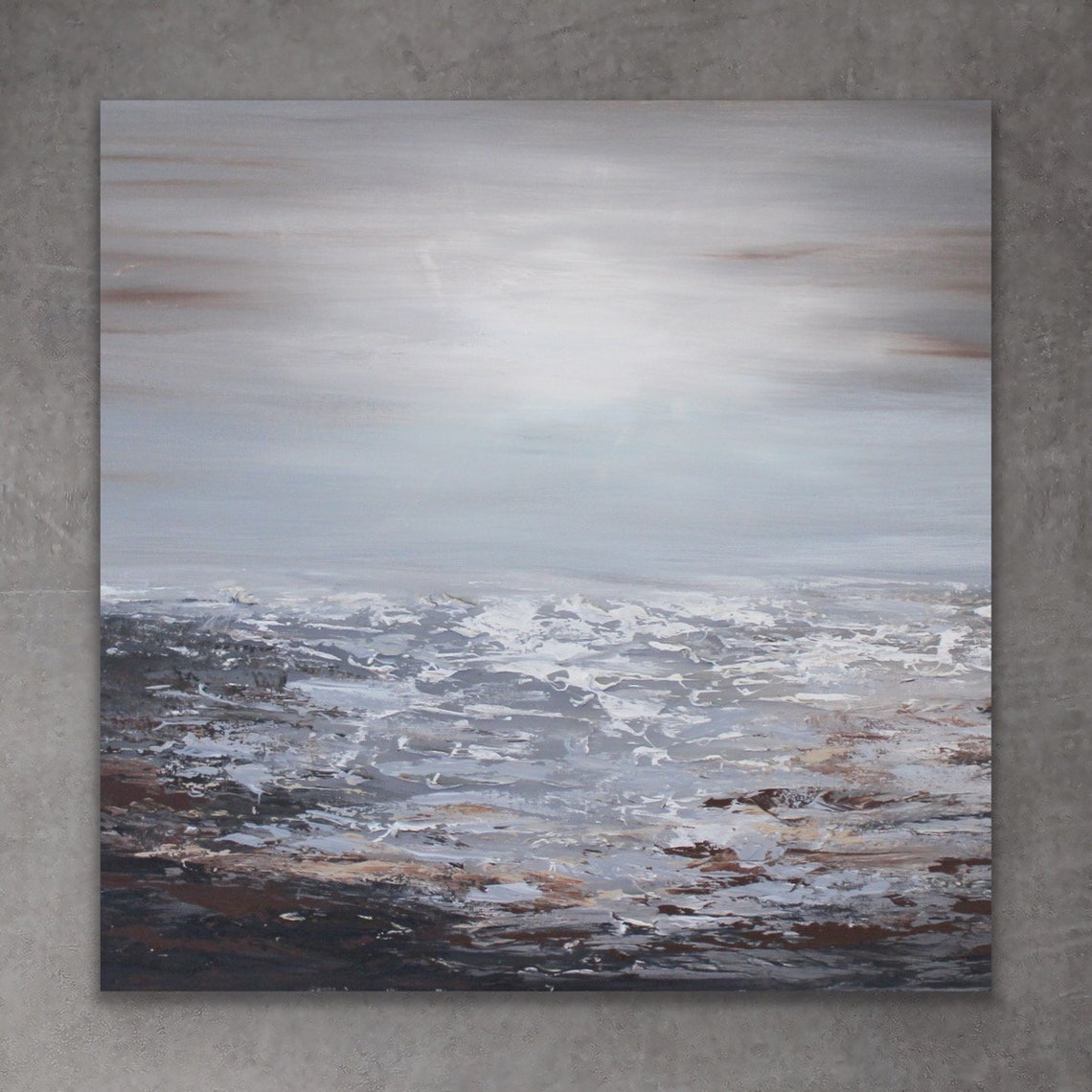 ORIGINAL Brown and Gray Abstract Painting White Brown Modern - Etsy