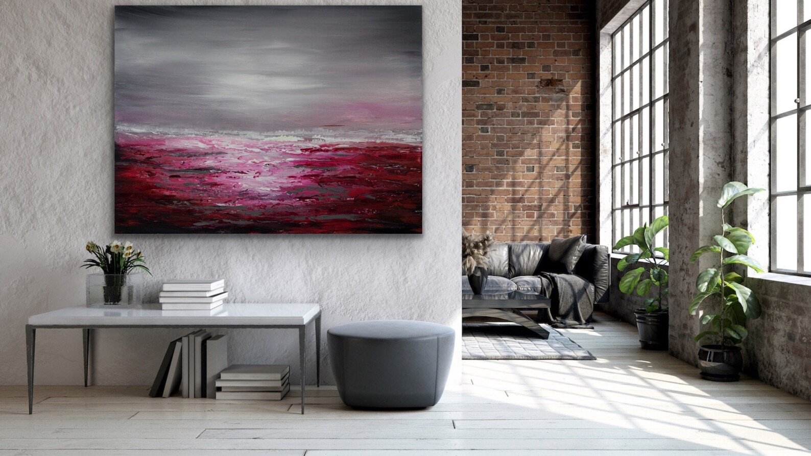 New Large Original Pink Magenta Gray Abstract Painting - Etsy