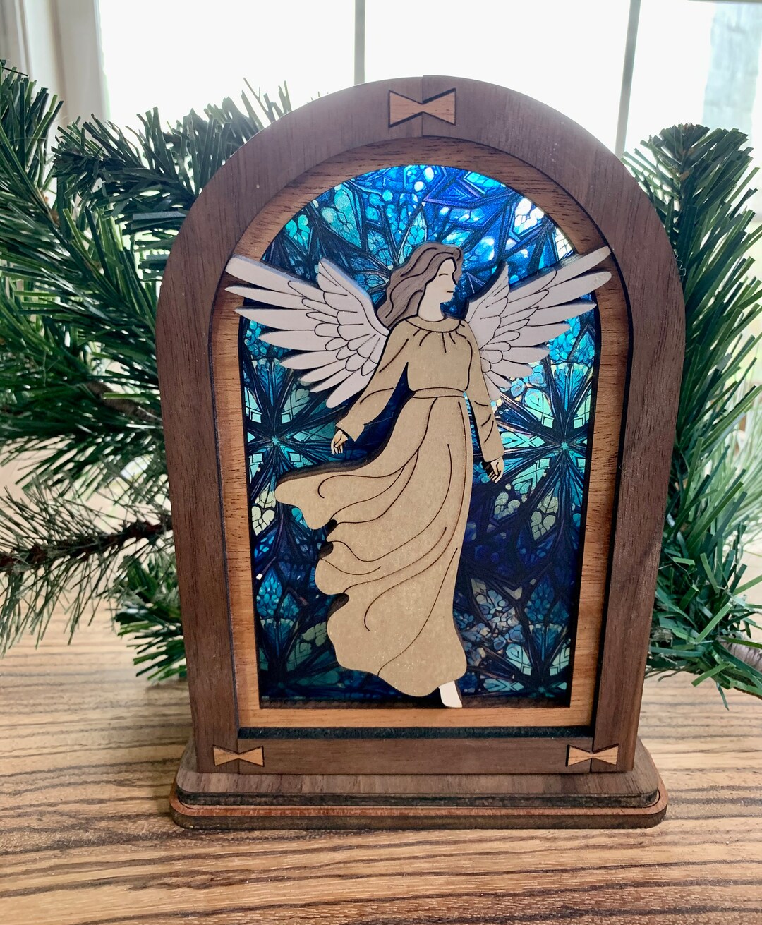 Wooden Angel Arch Mantle Decor - Traditional Christmas Decor ...