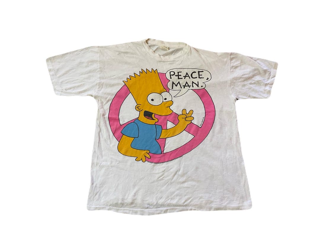 Vintage 1990 Bart Simpson Peace Man T-shirt the Simpsons Fits L Adult ...