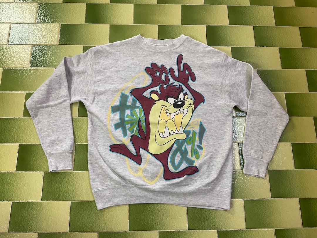 Vintage Distressed 90s Taz Tasmanian Devil Taz Crewneck Sweatshirt Size ...