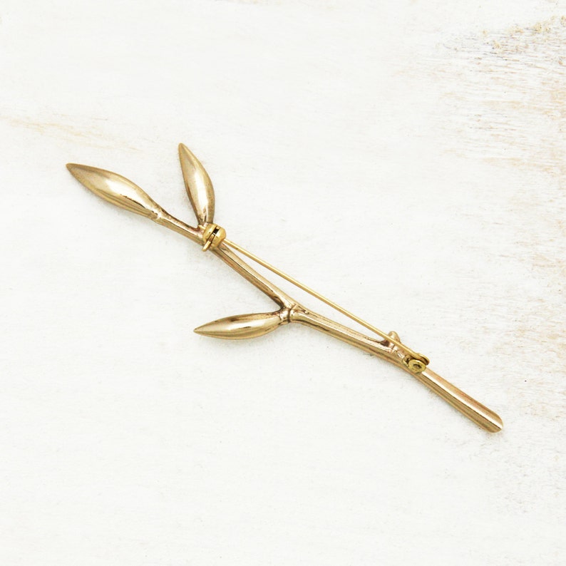 Gold Bronze Branch Brooch. Twig Leaf Floral Botanical Tree Nature Pin ...