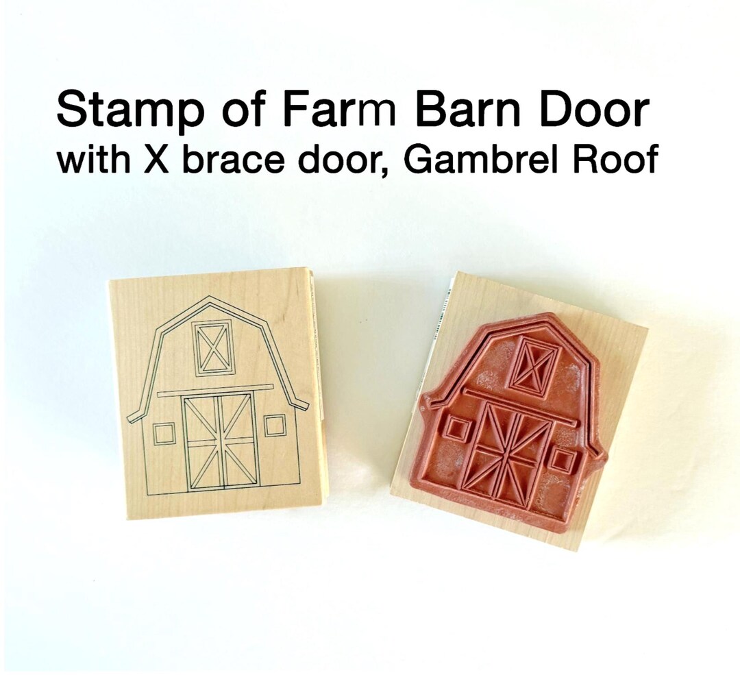 Barn Rubber Stamp: Gambrel Roof, X Door - Mounted Wood Handle - Etsy