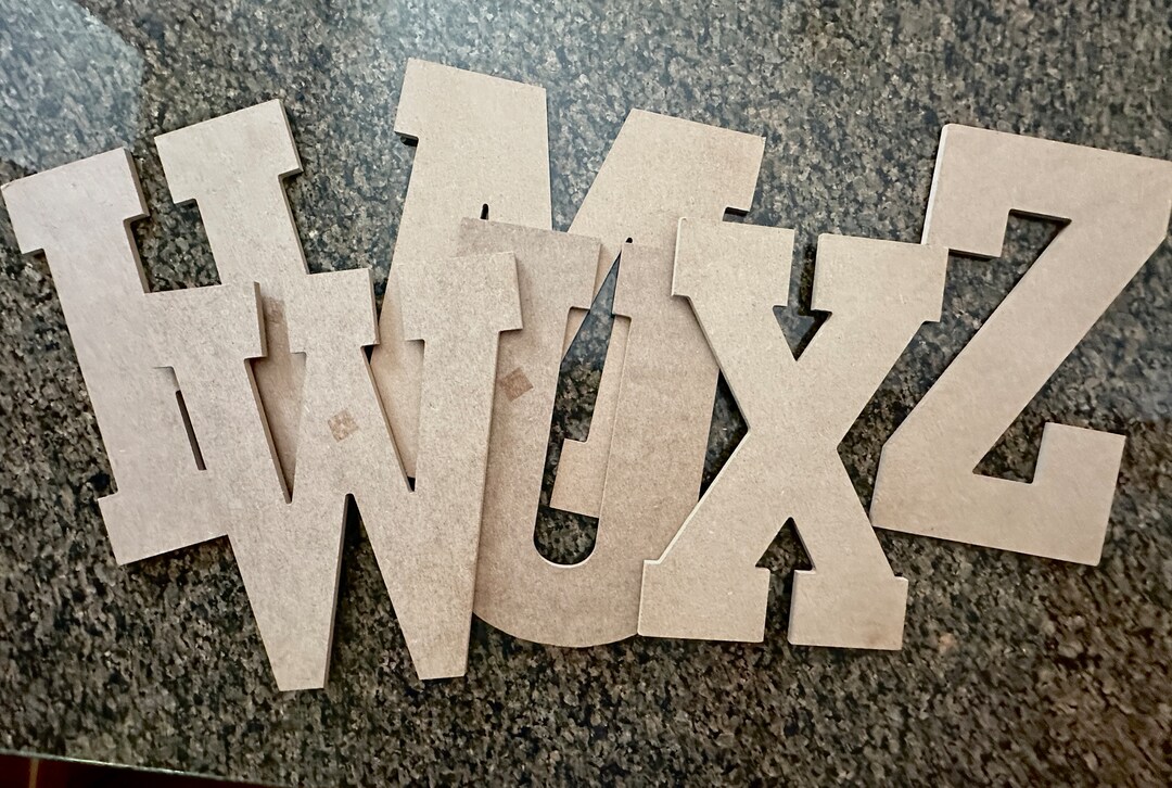 Unfinished MDF Alphabet Letters: 10 5/8" Craft Initials - H, M, U, W, X ...