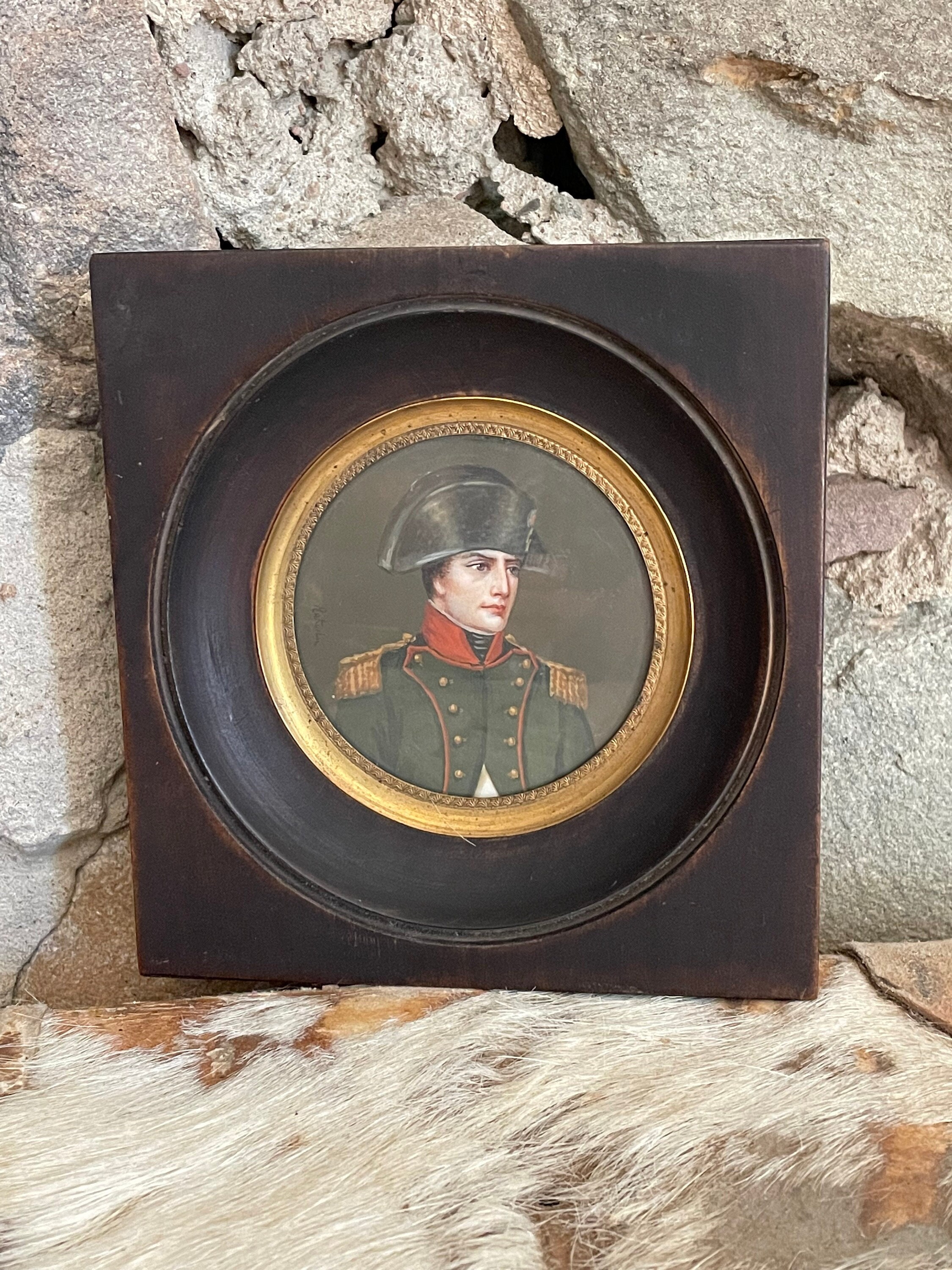 Miniature Painted Portrait Napoleon Bonaparte Signed in Wood & Brass ...