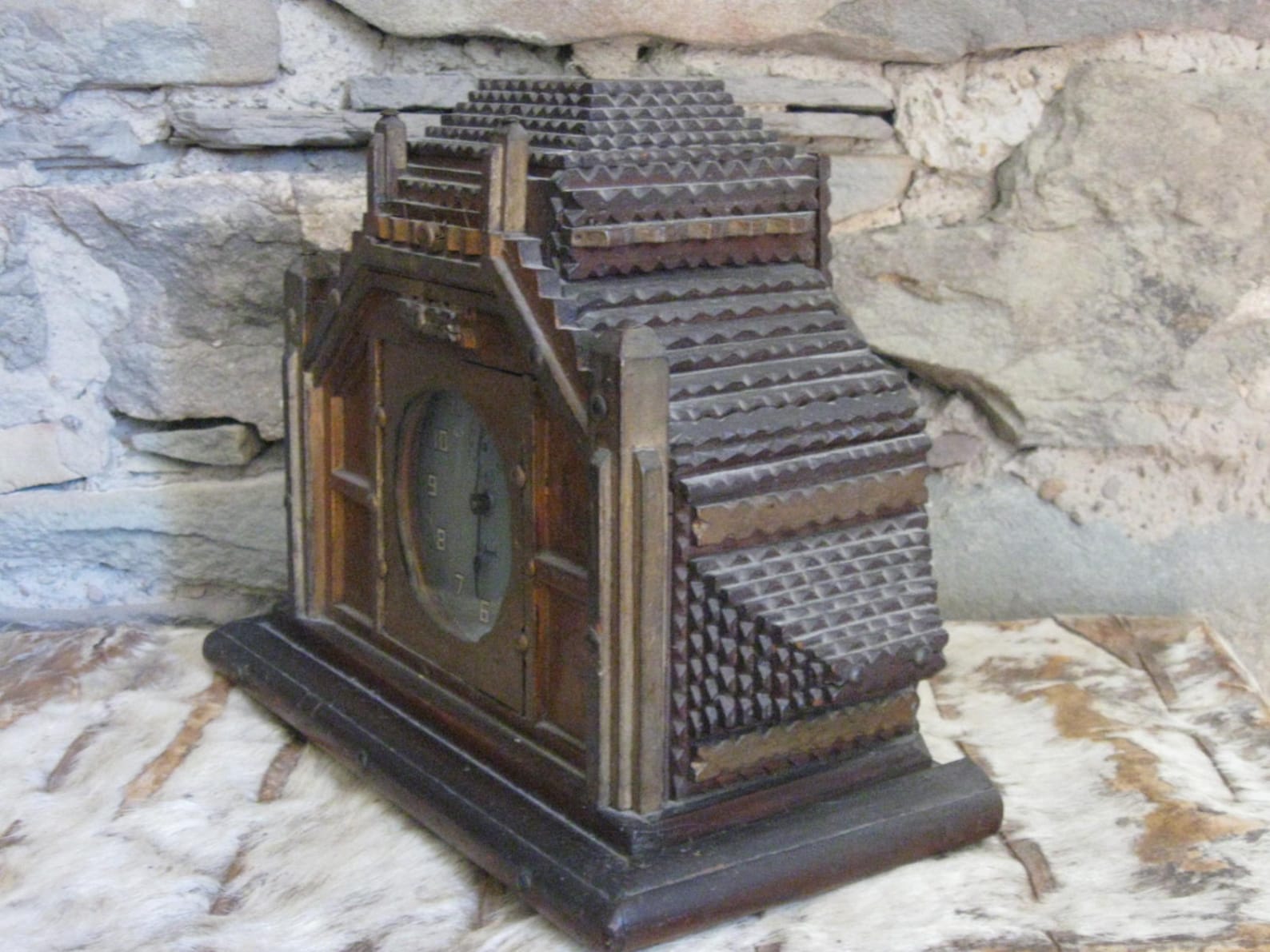 Funky Tramp Art Mantel Clock With W.l.gilbert Clock Inside - Etsy
