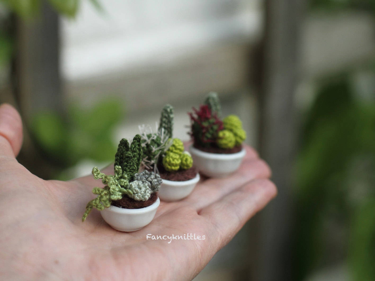 Miniature Crochet Succulent Composition Dollhouse Plants Arrangement ...