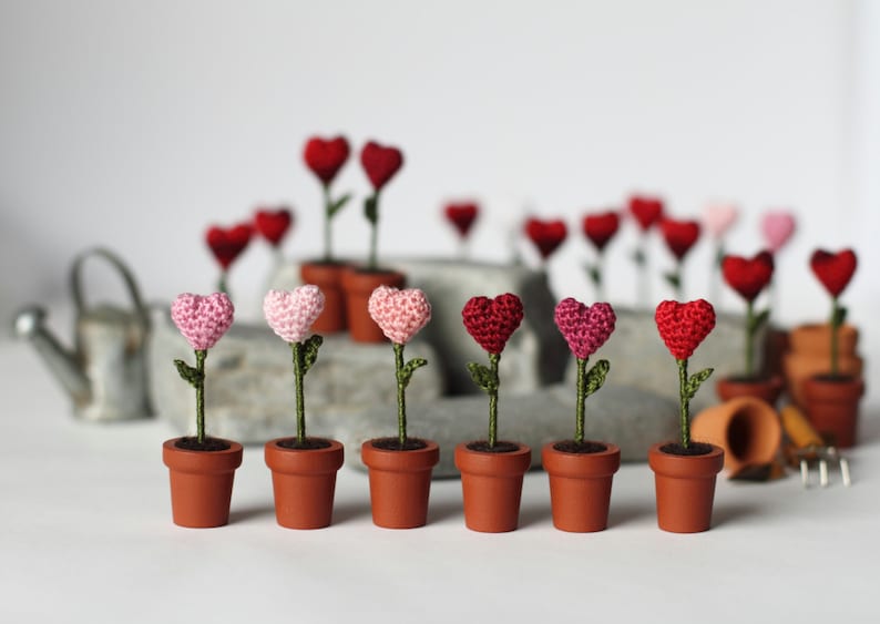 Valentine Gift Heart One Miniature Crochet Heart in the Pot - Etsy UK