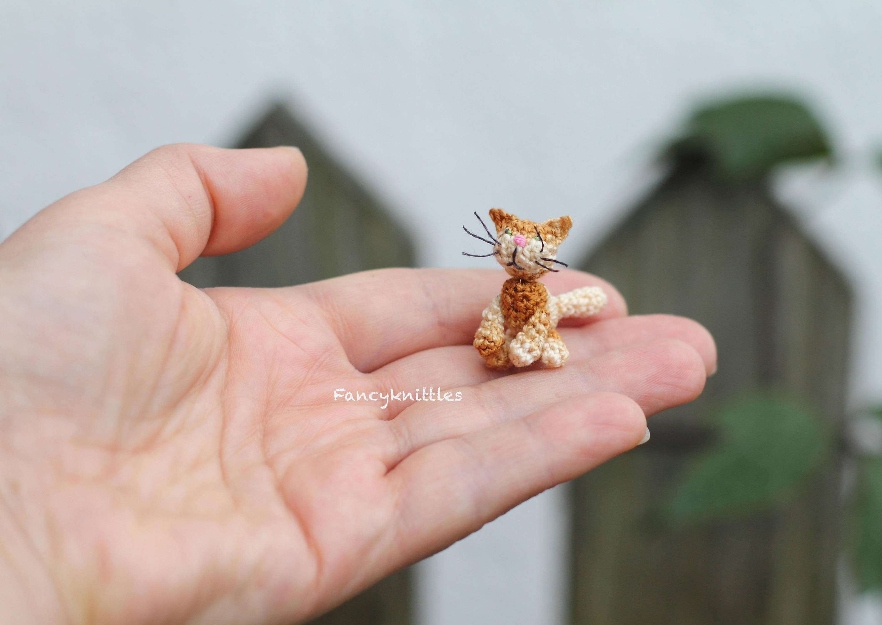 Crochet Cat Miniature Red Kitty, Ginger Kitten Dollhouse Pet, Fancy ...