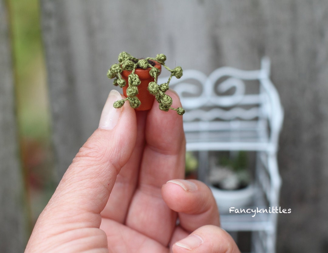 Miniature Crochet Senecio Rowleyanus Dollhouse Succulent Plant, 1/12 ...