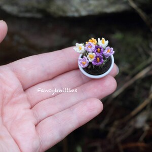 Crocus Composition in the Ceramic Bowl, Crochet Art Miniature Dollhouse ...