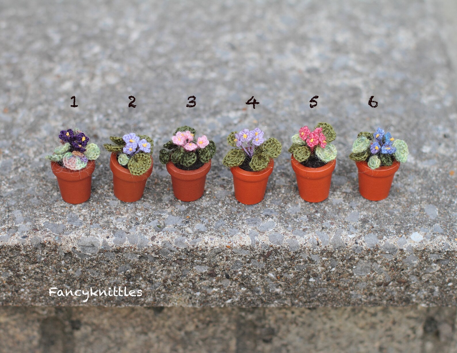Tiny Crochet African Violet in the Wooden Pot, Dollhouse Miniature ...