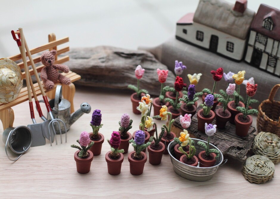 Miniature Crochet Hyacinth in a Pot. Fairy Garden Flower. Easter Flower ...