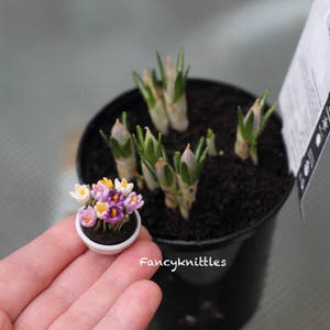 Crocus Composition in the Ceramic Bowl, Crochet Art Miniature Dollhouse ...