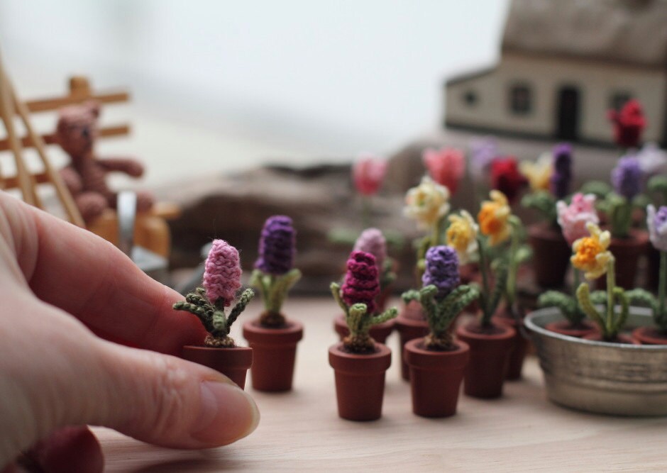 Miniature Crochet Hyacinth in a Pot. Fairy Garden Flower. Easter Flower ...
