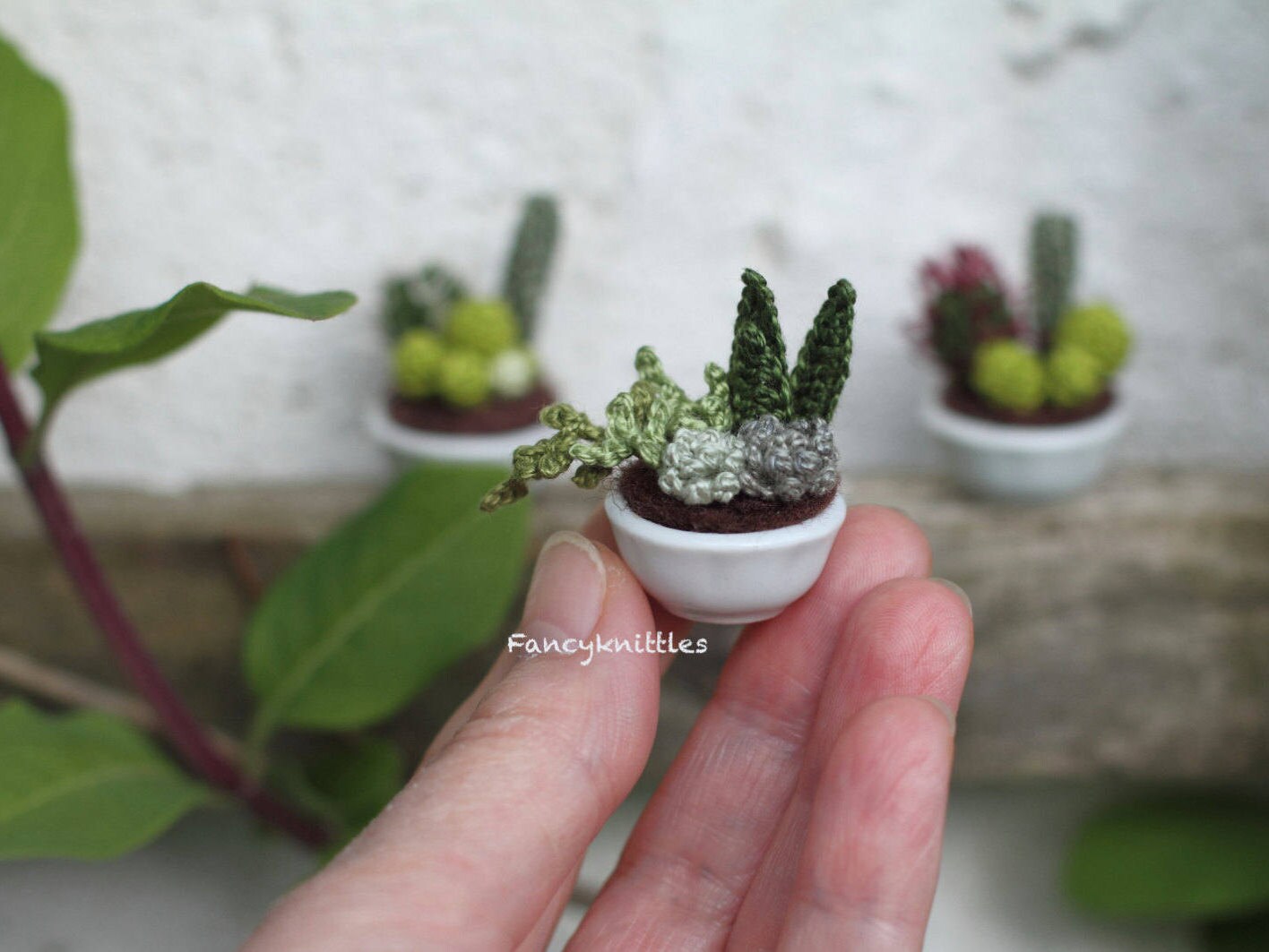 Miniature Crochet Succulent Composition Dollhouse Plants Arrangement ...