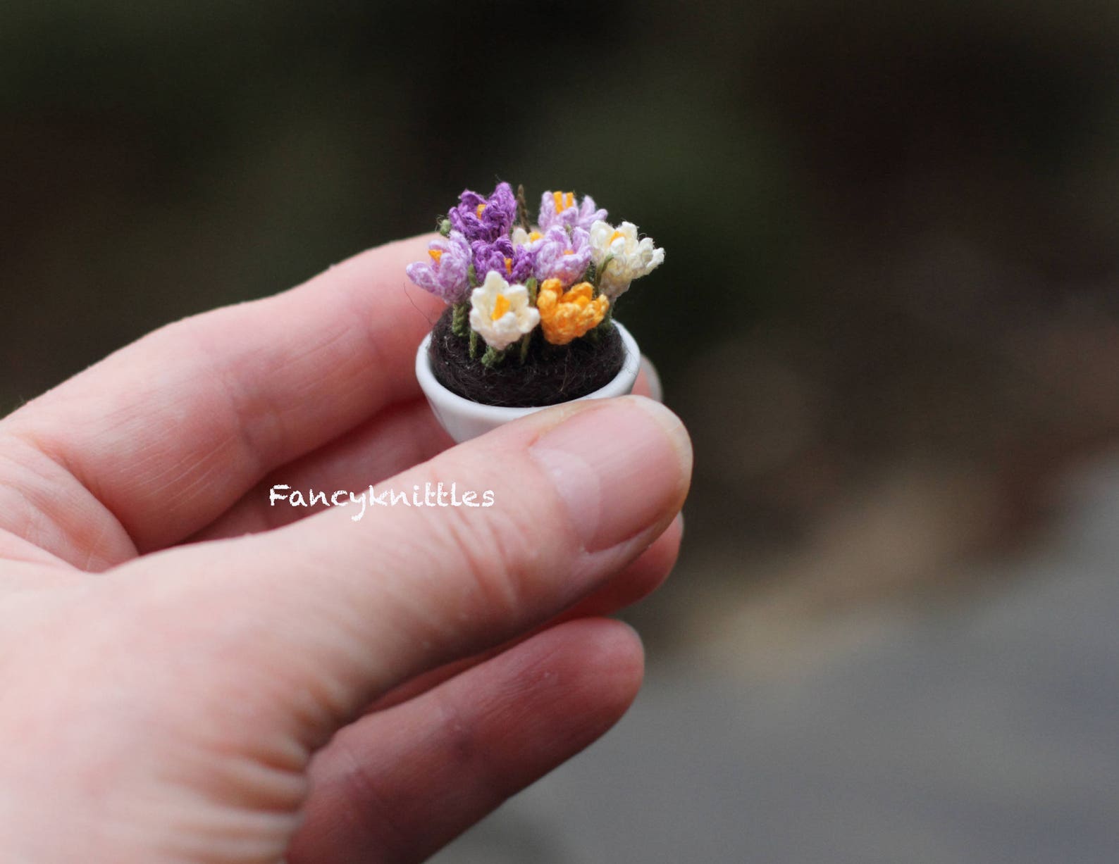 Crocus Composition in the Ceramic Bowl Crochet Art Miniature | Etsy