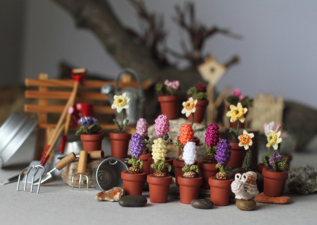 Miniature Crochet Hyacinth in a Pot. Fairy Garden Flower. Easter Flower ...