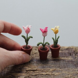 ONE Miniature Crochet Flower Tulip, Spring Tulips, Fairy Garden ...